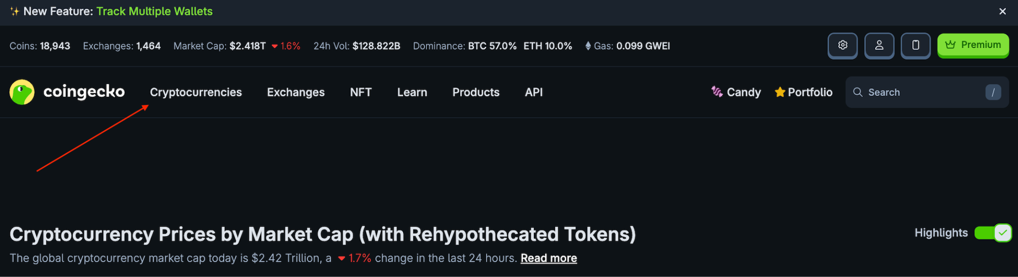 How do I view Market Cap rankings for Rehypothecated tokens? – CoinGecko