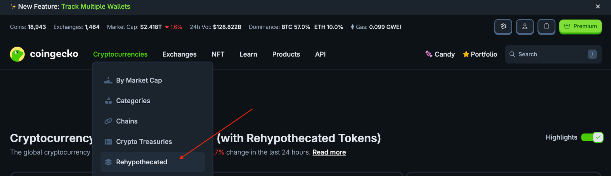 How do I view Market Cap rankings for Rehypothecated tokens? – CoinGecko